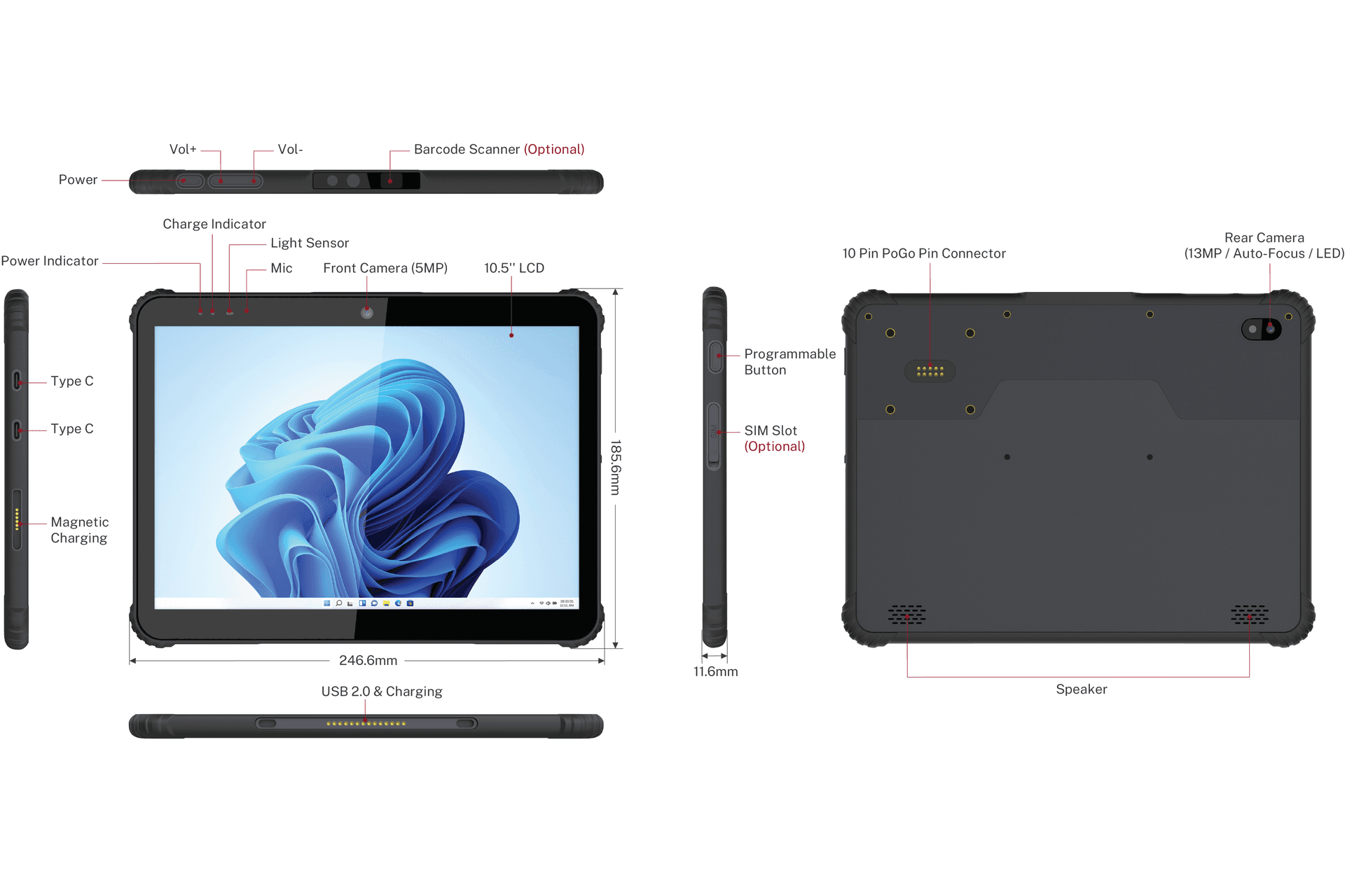 10.5″ Slim Rugged Tablet PC | MW-100 | Product